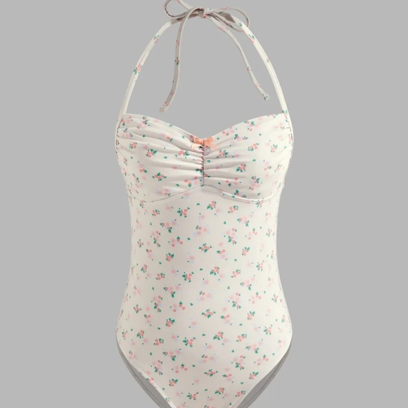 Cider | Swim | Cider Floral One Piece Swimsuit White And Pink | Poshmark